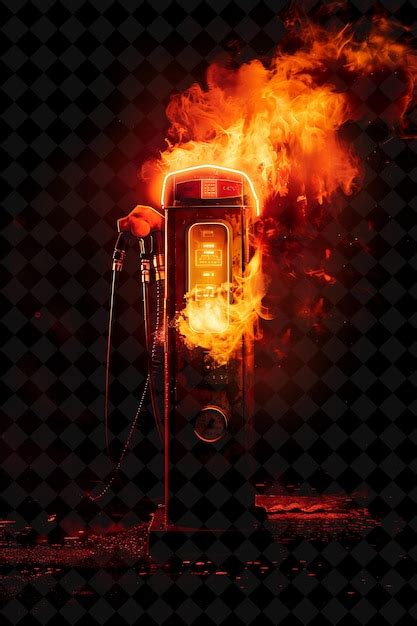 Fuel Explosion With Gas Pump Fire And Smoke Warm Red And Yel Png Neon