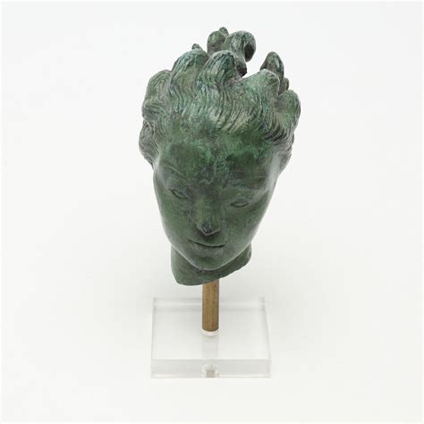 Carl Milles After Patinated Bronze Plexiglass Plinth Angel Head