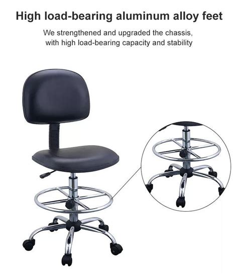 PU Leather Laboratory Stool Chair ESD Chair Antistatic Lab Stool With Backrest