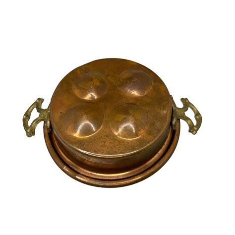 Antique Copper 4 Egg Poacher Escargot Baking Patina Farmhouse Etsy