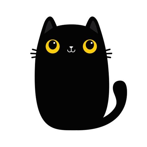 Black Cat Sitting Sad Face Head Silhouette Icon Vector Image