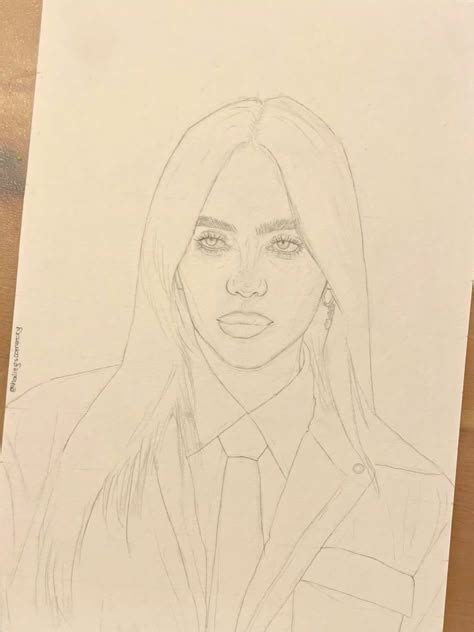 Billie Eilish Outline Drawing