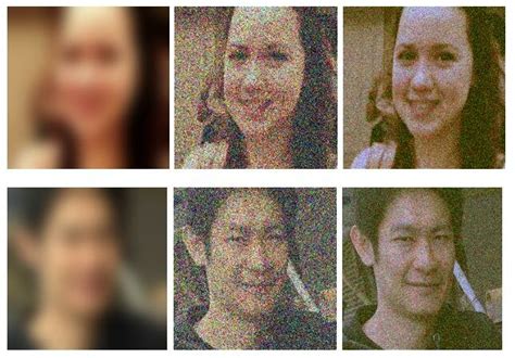 example of images with blur left gaussian noise centre and salt
