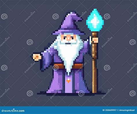 Pixel Art Wizard Casting A Spell Stock Illustration Illustration Of Spell Mystical 350609997