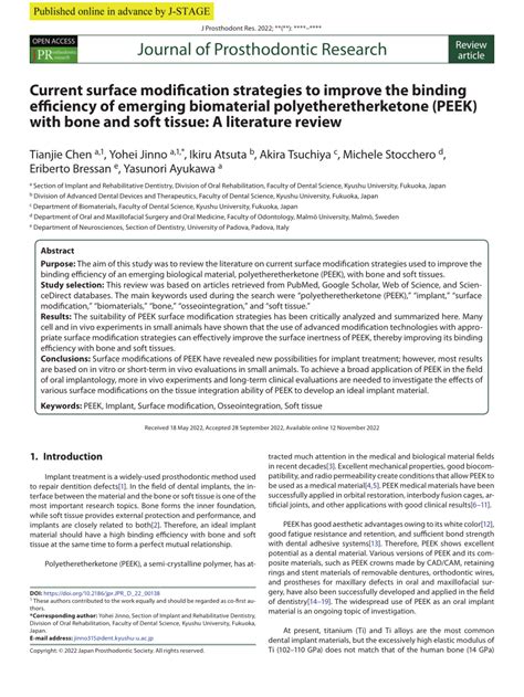 Pdf Current Surface Modification Strategies To Improve The Binding