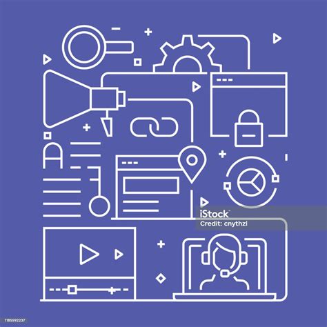 Seo 및 웹 최적화 개념 디자인 템플릿 개요 기호 추상 에 대한 스톡 벡터 아트 및 기타 이미지 개념 개발 Istock