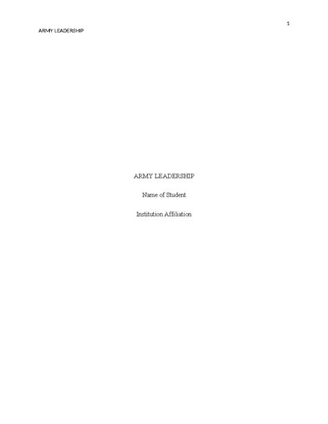 Army Leadership Essay Its An Assignment Army Leadership Army