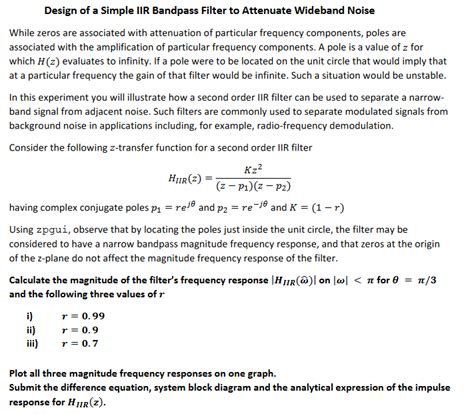 Design Of A Simple Iir Bandpass Filter To Attenuate