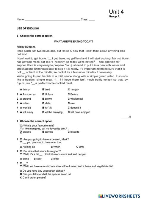 Focus 3 Unit Test 4 Interactive Worksheet Edform