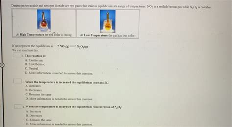 Solved Dinitrogen Tetraoxide And Nitrogen Dioxide Are Two Chegg Com