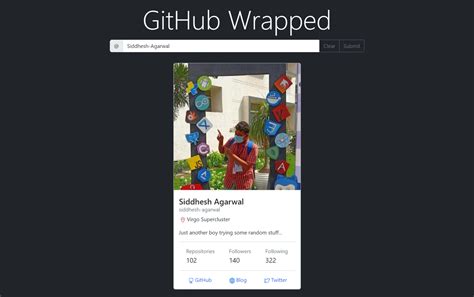 Github Siddhesh Agarwalgithub Wrapped A Website To Display The