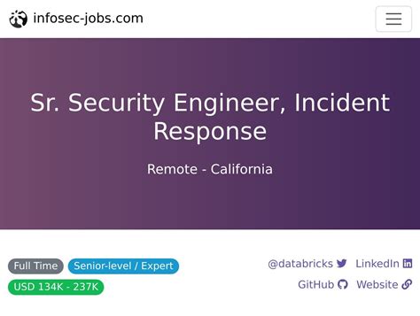 [hiring] Sr Security Engineer Incident Response Remote R Infosec Jobs