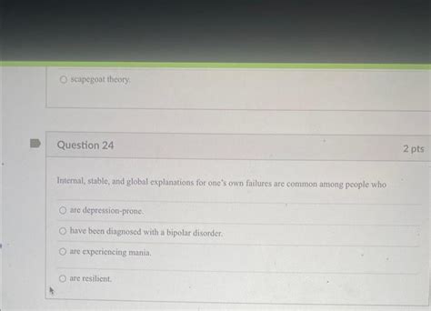 Solved Scapegoat Theory Question 24 Internal Stable And