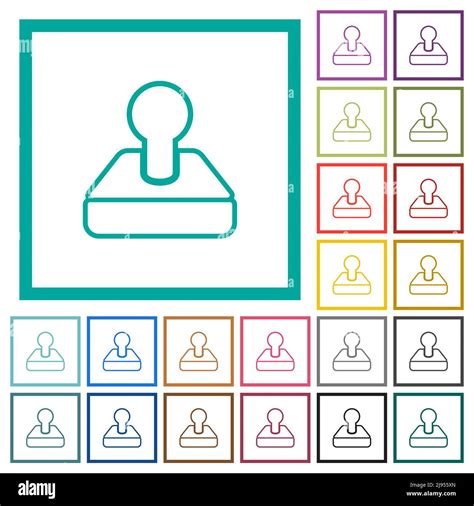 Retro Joystick Outline Flat Color Icons With Quadrant Frames On White Background Stock Vector
