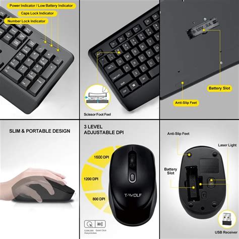 Wholesale T Wolf Tf100 Wireless Gaming Keyboard Mouse Combo 104 Keys Quiet Keyboard For Computer