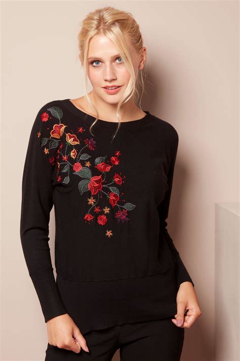 Floral Embroidered Jumper In Multi Roman Originals UK