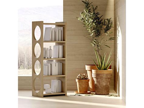 Bibliothèque 5 étagères en bois imitation chêne clair BI0062