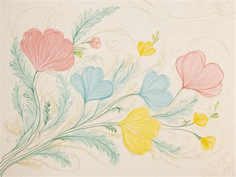 Elegant Flowers Outline Designs Premium Ai Generated Image