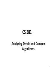 2 Analyzing Divide And Conquer Algos Pdf CS 381 Analyzing Divide And