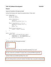 Exam2 CSC210solns 2 Pdf CSC 210 Software Development Fall 2021 Exam