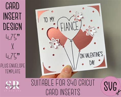 Svg Fiancé Valentines Insert Card Cricut S40 Insert Card Fiancé