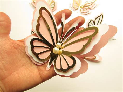 3D Paper butterfly 3D mariposas de papel dorado rosino Etsy España
