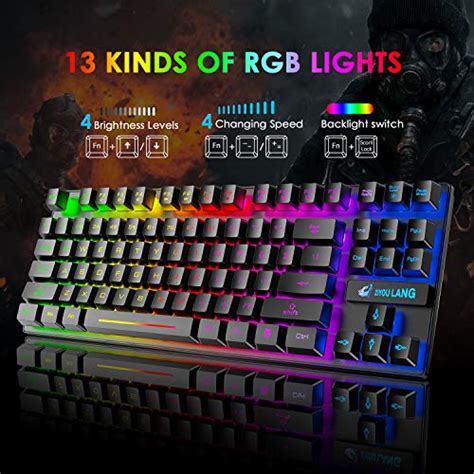 RGB Gaming Keyboard And Mouse Combo Keys USB Wired Rainbow Keyboard And Lightweight Gaming