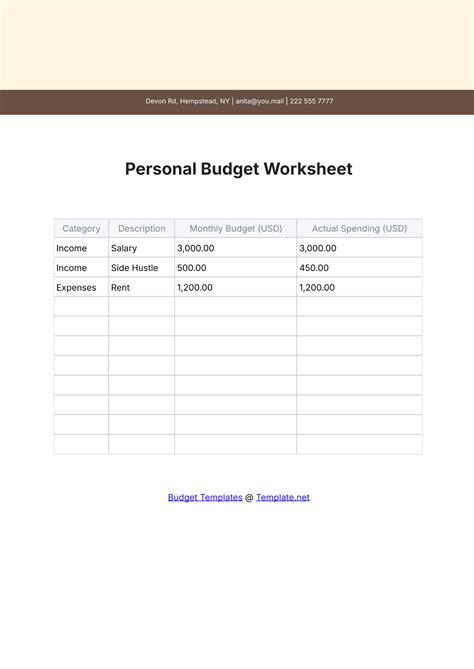 Free Personal Student Budget Template Edit Online And Download