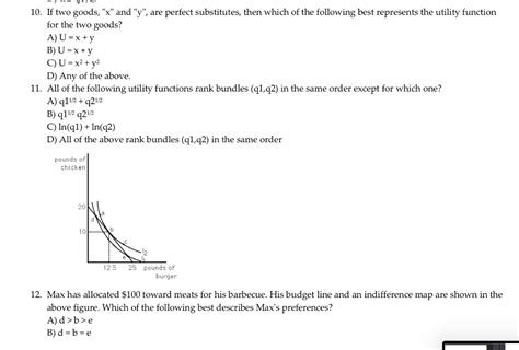 Solved 10 If Two Goods X And Y Are Perfect Chegg