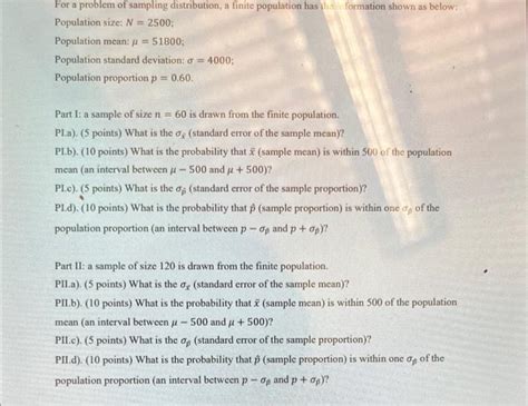 Solved For A Problem Of Sampling Distribution A Finite