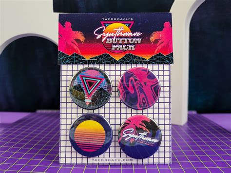 Synthwave Retrowave 1 5 Button Pack — Tacoroach