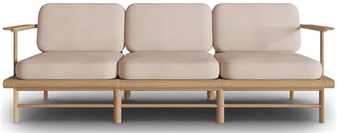 Trzyosobowa sofa ogrodowa drewniana z beżową tapicerką x cm CAL S F BELIZE Calme
