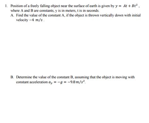 Solved Position Of A Freely Falling Object Near The Surface
