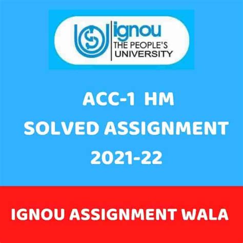 Ignou Acc 1 Hindi Solved Assignment 2021 22 Ignou Assignment Wala