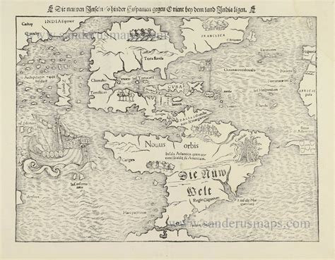 America by Sebastian Münster Sanderus Antique Maps Antique Map Webshop