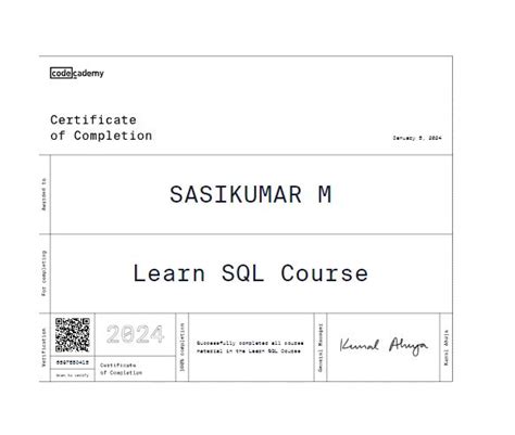 Completed Codecademy Sql Certification Sasikumar M Posted On The Topic Linkedin Completed Codecademy Sql Certification Sasikumar M Posted On The Topic Linkedin