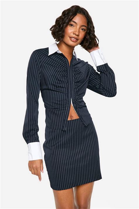 Tall Pinstripe Mini Skirt Boohoo Uk