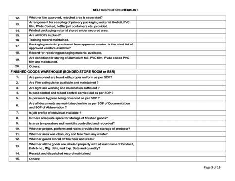 Self Inspection Checklist Pharmablog