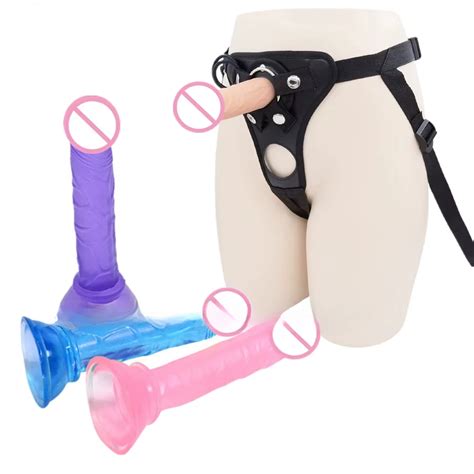 One Set Mens Strap On Realistic Penis Dildo Pants Anal Sex Toys For