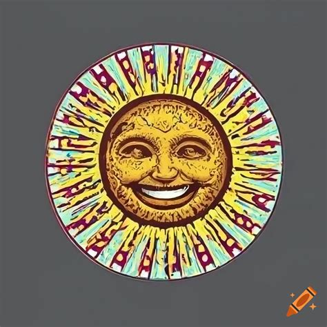 Smiling Sun With Rays In Circle Sticker Art On Craiyon