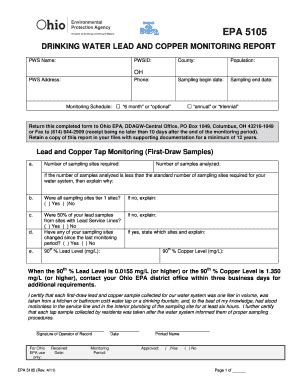 Fillable Online Epa Ohio EPA 5105 Appendix DRINKING WATER LEAD AND