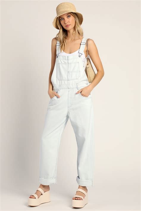 Free People Ziggy Light Wash Overalls Denim Overalls Lulus