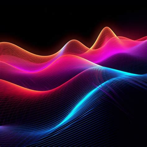 Neon Sound Waves Abstract 3d Render Pink Waves Wallpaper AI Generated
