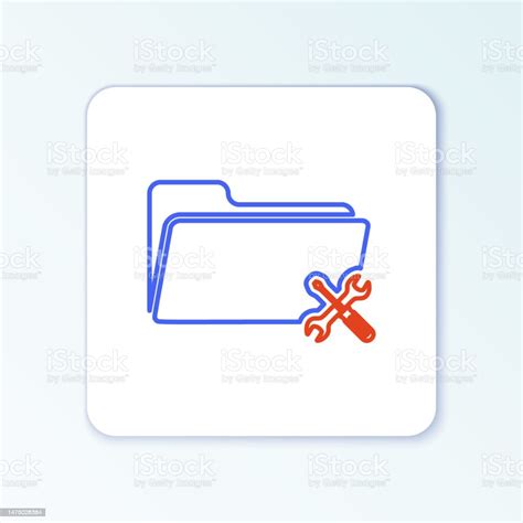 흰색 배경에 격리 된 드라이버와 렌치 아이콘이있는 라인 폴더 조정 서비스 설정 유지 보수 수리 고정 다채로운 개요 개념 벡터 개념에 대한 스톡 벡터 아트 및 기타 이미지