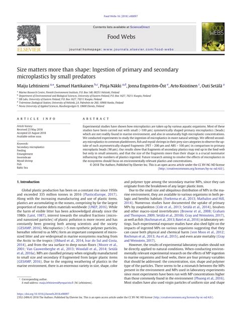 Pdf Size Matters More Than Shape Ingestion Of Primary And Secondary