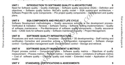 it6013 software quality assurance syllabus semester viii elective it