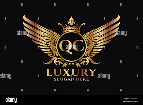 Luxury Royal Wing Letter Qc Crest Gold Color Logo Vector Victory Logo