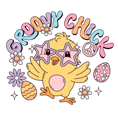 Groovy Chick Retro Easter Design Dtf Ready To Press Dtfdallas