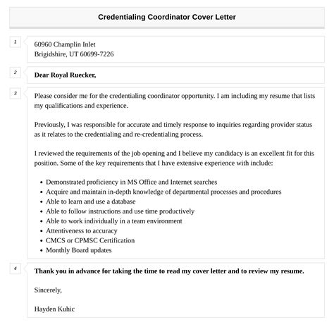 Credentialing Coordinator Cover Letter Velvet Jobs