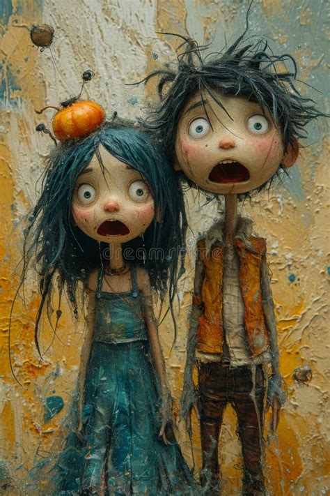 A Fabulous Pair Of Surprised Characters 3d Illustration Stock